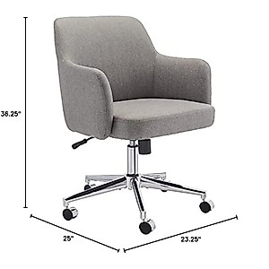 Amazon Basics Upholstered Home Office 360 Degree Swivel Rolling Desk Chair with Arms and Adjustable-Height - Light Gray, 25"D x 23.25"W x 36.25"H