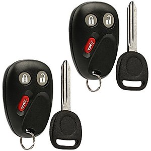 Car Key Fob Keyless Entry Remote with Ignition Key fits Chevy Trailblazer/Buick Rainier/GMC Envoy/Isuzu Ascender/Oldsmobile Bravada/Saab 9-7x (15008008), Set of 2