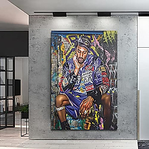 Kobe Bryant Poster Canvas Wall Art Print Mamba Mentality Inspirational , Basketball Player Sports Home Motivational Artwork For Home,Office,Gym Wall Decor 16X24Inch - No Frame