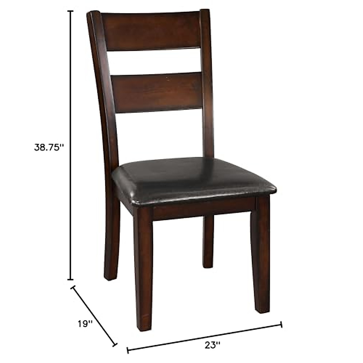 Tidyard Cherry Finish Classic Style Set of 2 Side Chairs Mango Veneer Faux Leather Upholstered Transitional for Kitchen Dining Room Living Room Home Furniture