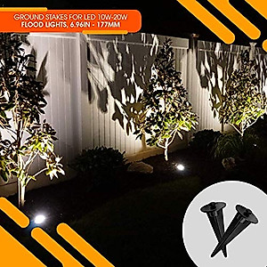 DEMASLED 10 pcs Metal Ground Stake for 10W - 20W LED Flood Light Holder 6.6 in - 16.8cm for Outdoors, Gardens and Yard