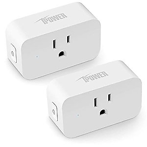 iPower Smart Plug WiFi Mini Outlet 15 Amp Works with Alexa and Google Voice, App Remote Control, Timer, No Hub Required, 2 Pack, 2-Pack