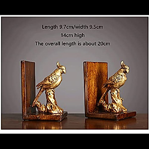 Sujetalibros Resin Vertical Parrot Bookends Heavy Duty Book Ends Durable Dividers Unique Desgin for The Library Office 1 Pair Book Stoppers
