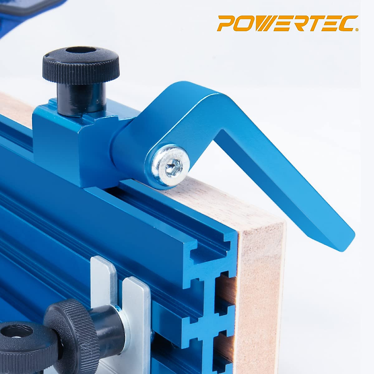 POWERTEC 71367-P2 3-Inch Fence Flip Stop for Woodworking, 2PK