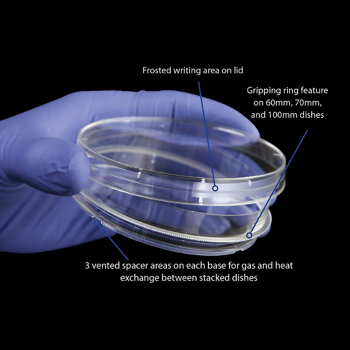 Cell Culture Dish, Cell Culture Dishes 150 x 20mm, 5 per Sleeve, 100 Dishes/Unit, Tissue Culture Treated Dish, Growth Area: 143.0cm2