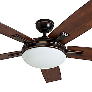 Prominence Home Emporia, 52 Inch Contemporary Indoor LED Ceiling Fan with Light, Remote Control, Dual Mounting Options, Dual Finish Blades, Reversible Motor - 51022-01 (Espresso)