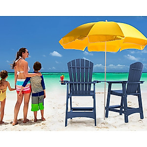 FUNBERRY Tall Adirondack Chair,Balcony Chair with Connecting Tray,Adirondack Bar Stools with Cup Holder,High Top Adirondack Chairs,Resin High Back Outdoor Chairs,Lifeguard Chair