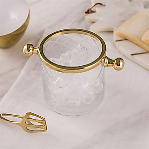 SOSSEG Ice Bucket, Ice Bucket, Handmade Glass ice Bucket with ice Clip Dining Table Cooler Wine Wine Rack ice Bucket Champagne can Cooler Wine Chiller Bucket