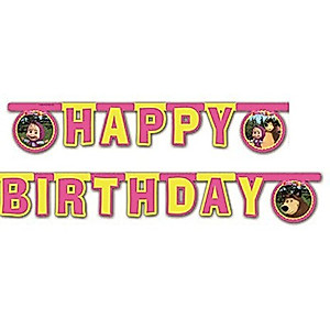 Procos 86564 – "Happy Birthday" Banner Masha and the Bear, 2.4 m, Multi-Colour