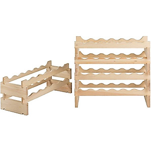 HAPPYGRILL Wood Wine Rack 36 Bottle Stackable Storage Stand Wine Display Shelves
