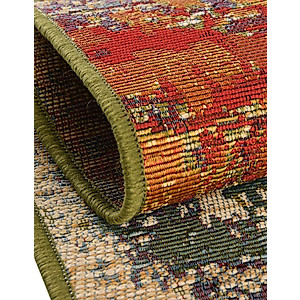 Unique Loom Outdoor Modern Collection Area Rug - Crumpled (3' 3" Round, Multi/ Gold)
