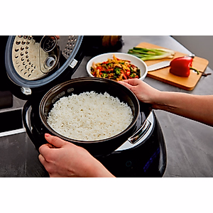 Yum Asia Sakura Rice Cooker with Ceramic Bowl and Advanced Fuzzy Logic (8 Cup, 1.5 Litre) 6 Rice Cook Functions, 6 Multicook Functions, Motouch LED Display, 120V Power (Black and Silver)