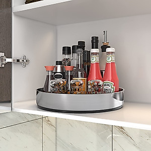 VAEHOLD Pantry Cabinet Lazy Susan Stainless Steel Black Spice Rack Turntable - Decorative Trays Storage Containers Organizer for Kitchen Cabinet, Snacks, Bathroom (10 inches)
