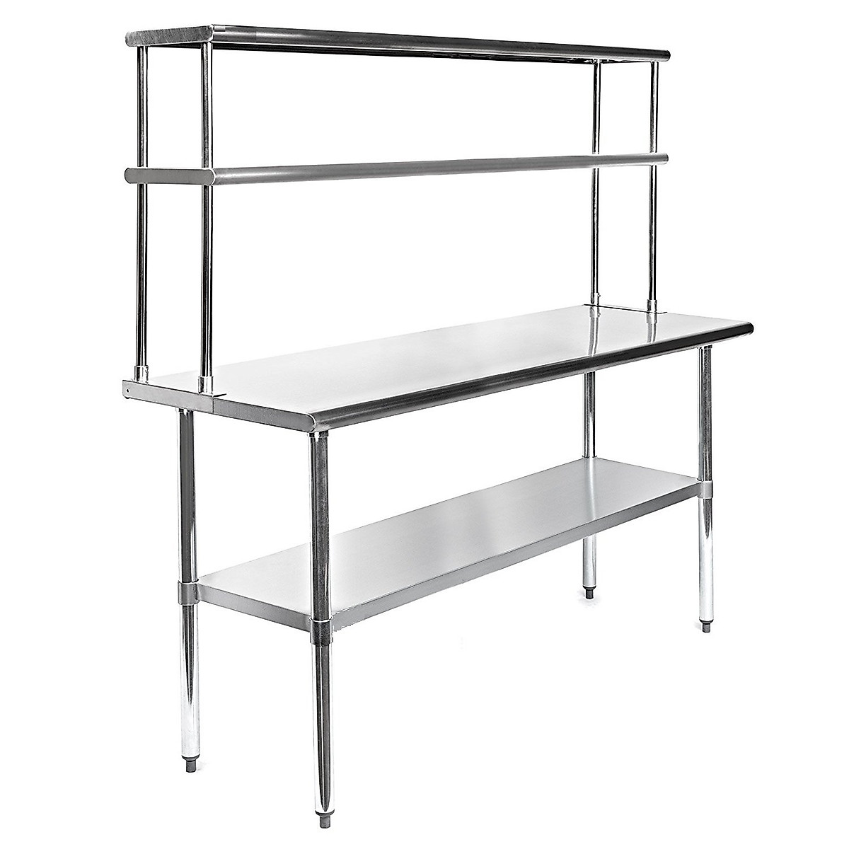 KPS Commercial Stainless Steel Work Prep Table 18 x 36 with Double Overshelf 12 x 36 - NSF