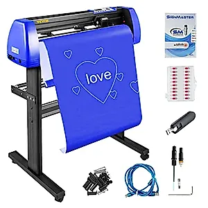 VEVOR Vinyl Cutter 28 Inch Vinyl Cutter Machine with 20 Blades Maximum Paper Feed 720mm Vinyl Plotter Cutter Machine with Sturdy Floor Stand Adjustable Force and Speed for Sign Making