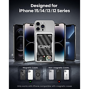 sharge ICEMAG Magnetic Power Bank, World's First 10000mAh Battery Pack with Active Cooling for MagSafe, Transparent Portable Charger with 20W USB-C Input/Output for iPhone15/15 Pro/15 Pro Max/ 14/13