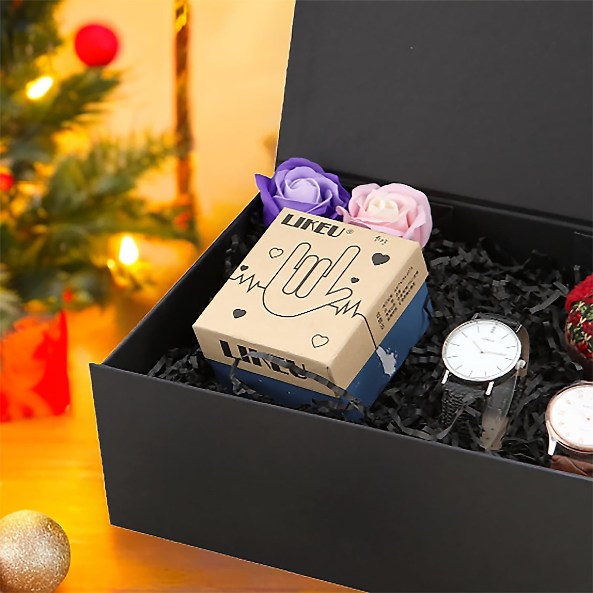 JINMING 0.5 LB Black Crinkle Cut Paper Shred Filler,Shredded Paper for Gift Baskets,Crinkle Paper for Gift Wrapping