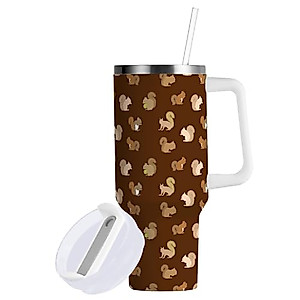 ARGTILDN 30 oz Tumbler Squirrels Animal Insulated Travel Mug with Handle and Straw Lid Stainless Steel Vacuum Coffee Cup Tea Beverage Container Water Bottles for Car Sports office
