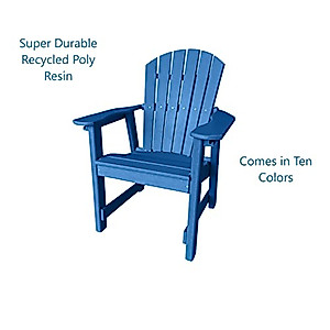 Phat Tommy Patio Dining Chairs with Arms - Recycled Poly Composite Outdoor Furniture - Weather Proof Chair, Blue