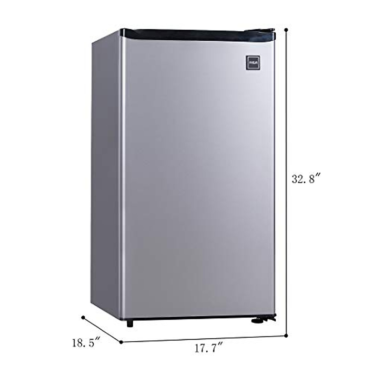 RCA RFR322 Mini Refrigerator, Compact Freezer Compartment, Adjustable Thermostat Control, Reversible Door, Ideal Fridge for Dorm, Office, Apartment, Platinum Stainless, 3.2 Cubic Feet
