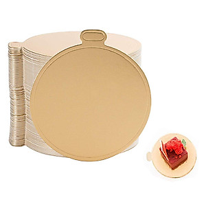 100-Pack Mini Cake Base Boards, Gold Mousse Cake Cardboard Set, Ideal for Dessert Buffet, Wedding, Parties, Catering Supplies (mixing set)