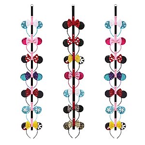 Fancheer 3Pcs Mouse Ears Headband Holder Hair Accessories Storage Headpiece Hanger Organizer Hanging Wall Display Decor
