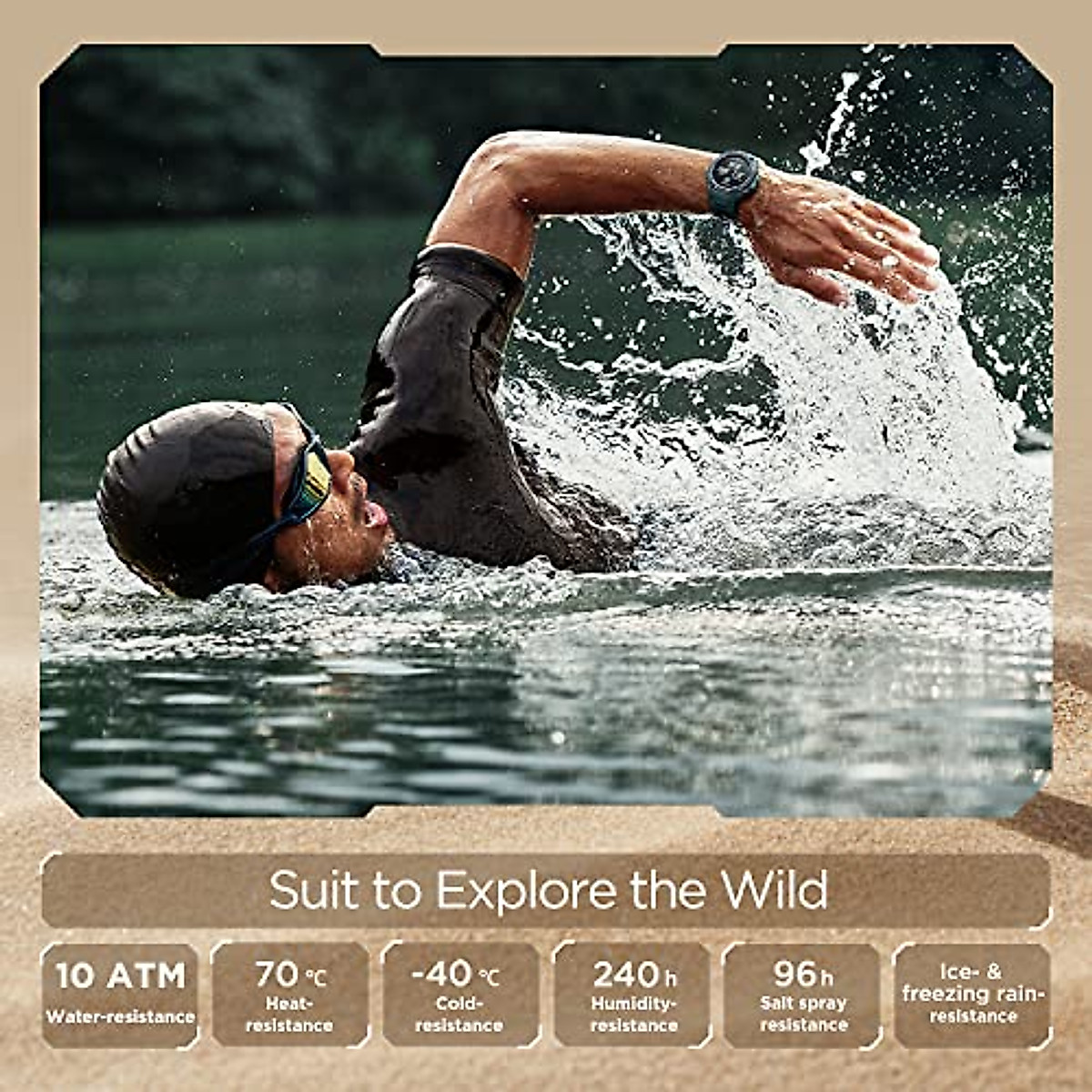 Amazfit T-Rex Pro Smart Watch for Men Rugged Outdoor GPS Fitness Watch, 15 Military Standard Certified, 100+ Sports Modes, 10 ATM Water-Resistant, 18 Day Battery Life, Blood Oxygen Monitor, Black