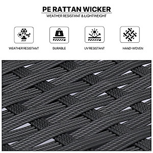 MoNiBloom 4 Pieces Patio Furniture Sets, Non Slip Foot Pads Wicker Rattan Sofa Chair with Soft Cushions and Sturdy Coffee Table for Backyard Porch Garden Poolside Balcony, Capacity 250 lbs, Black