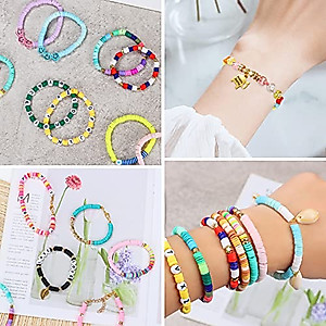 SJZWSD 14400pcs Clay Beads Bracelet Making Kit，56 Colors Flat Round Polymer Clay Beads Heishi Beads ，300pcs Letters Beads for DIY Jewelry Bracelets Necklace Making