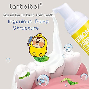 Lanbeibei Kids Foam Toothpaste, Fluoride Free Natural Formula Strawberry Flavor 60ml 1Pack