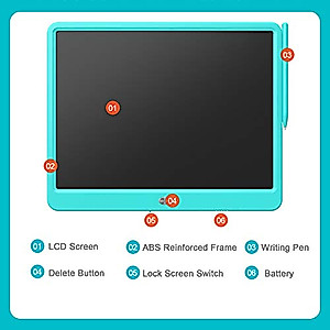 Deecam LCD Writing Tablet Doodle Board, 15inch Large Screen Drawing Pad, Electronic Graphics Tablet Doodle and Scribbler Board Toy Sketch Board Drawing Pad for Kids Boys Girls Adults (Blue)