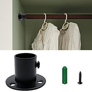 Antrader 0.75 Inch Diameter Stainless Steel Matte Black Adjustable Closet Rod Flange Holder Shower Socket Bracket Support Pack of 4