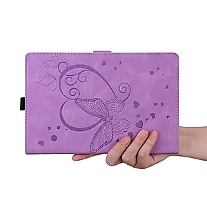 Tablet Bags Compatible with Samsung Galaxy Tab A8 10.5-Inch 2021 (SM-X200/X205/X207) Butterfly Embossed Folding Stand Protective Cover Shockproof PU Leather Flip Case Card Slot Tablet PC Case Tablet C