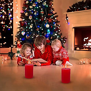 Red Pillar Candles Unscented Dripless and Smokeless Candle 12 Packs 2x3 Inch for Home Wedding Party Tables