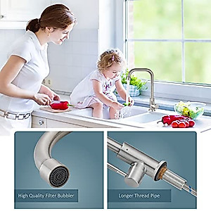 Aolemi Cold Only Water Kitchen Faucet Commercial Bar Tap Single Lever Handle 304 Stainless Steel Brushed Nickel Decked Mounted Single Hole Modern