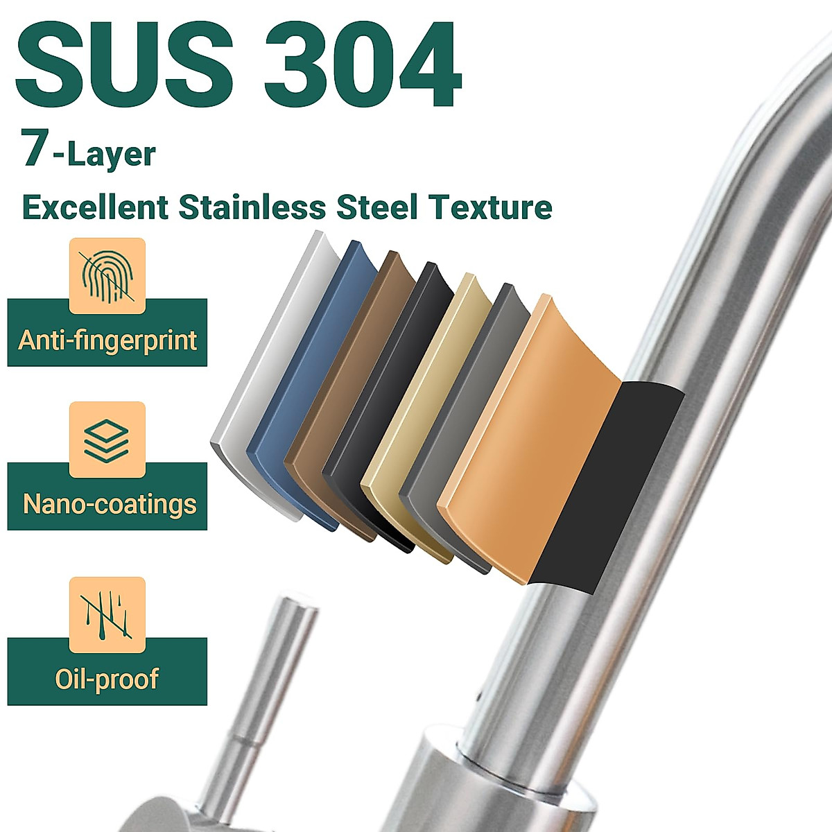 APPASO Kitchen Faucet with Soap Dispenser, Brushed Nickel Kitchen Faucet with Pull Down Sprayer (3 Modes), 304 Stainless Steel High Arc 360 Degree Swivel Single Handle Faucet for Kitchen Sink