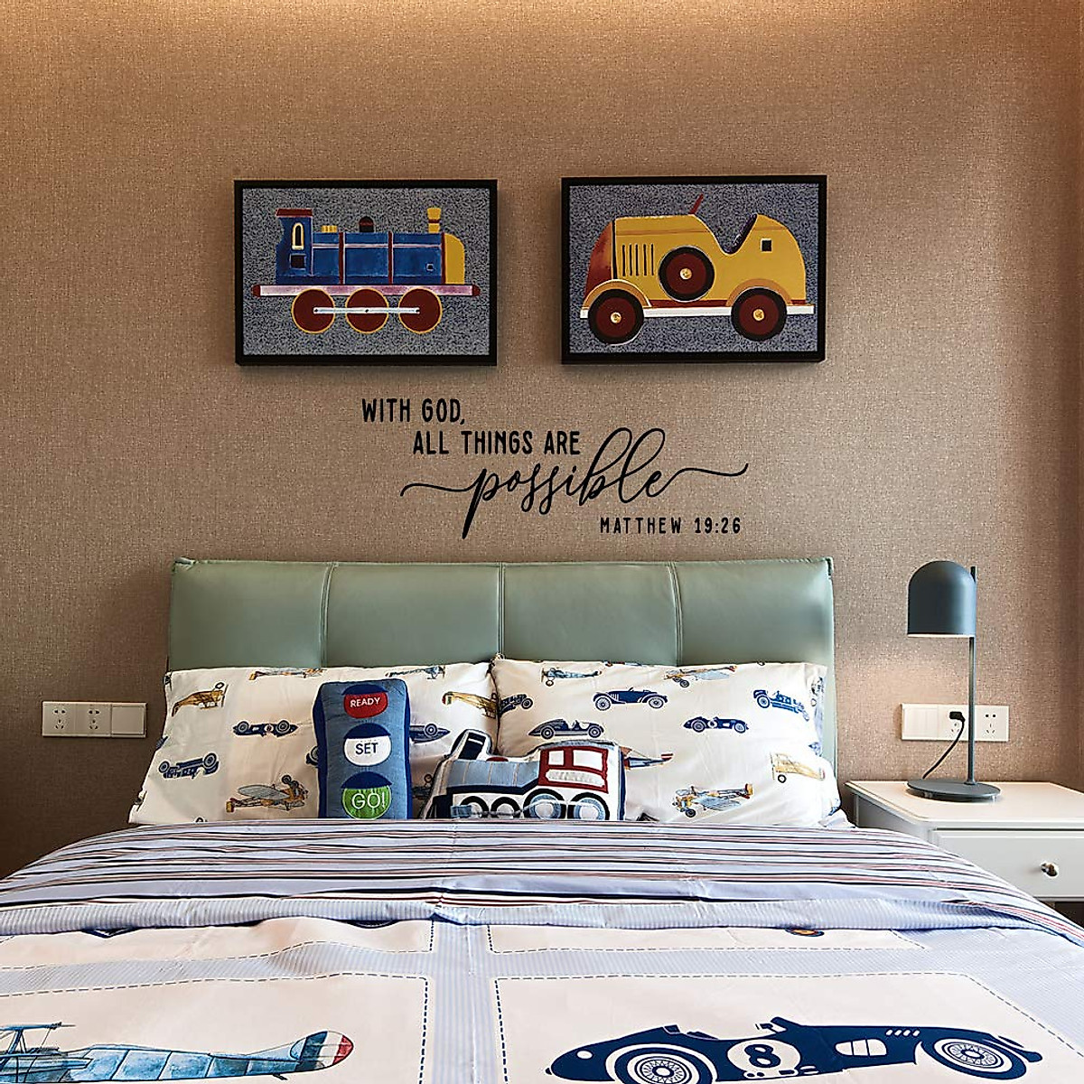 with God All Things are Possible Matthew 19:26 - Carved Vinyl Separated Letters Bible Verse Quotes Wall Decal Words Scripture Christian DIY Home Décor