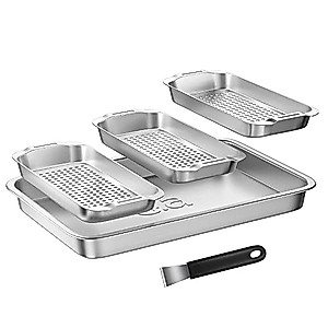 5 Pack Grill Baskets for Outdoor Grill, 11"x16.5" Heavy Duty Stainless Steel Vegetable Grill Basket, Grilling Accessories for All Grills & Smokers - Grilling Gifts for Men