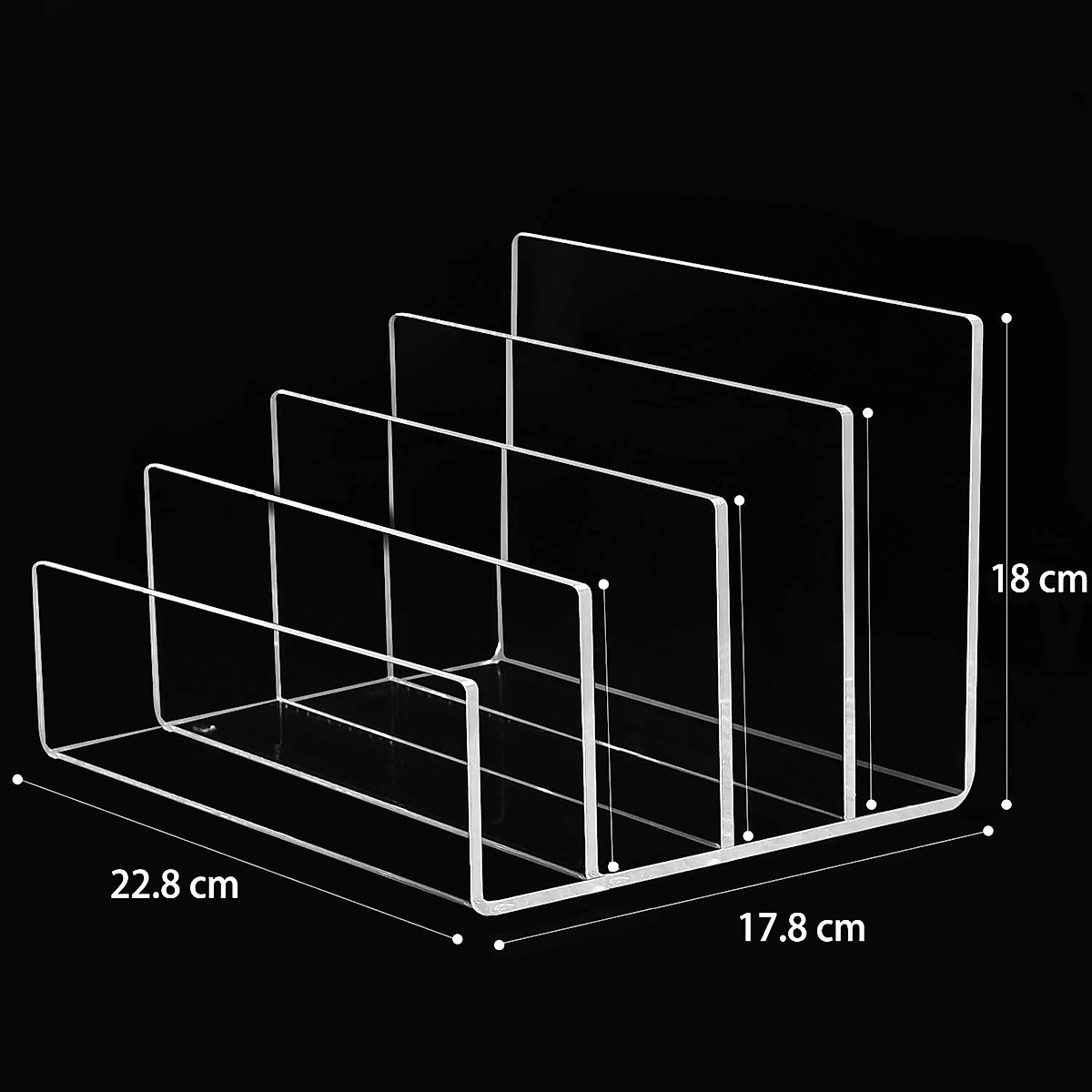 Halyuhn Acrylic Desk File Organizer, 4Sections Clear File Organizer for Desk, Letter Organizer Desktop, Acrylic Mail Organizer Countertop for Notebook, Document and Mail, File Holder for Desk,1Pcs