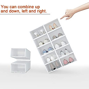 HOMIDEC Shoe Box, 12 Pack Shoe Storage Boxes Shoe Boxes Clear Plastic Stackable, Shoe Organizer Containers with Lids for Women/Men