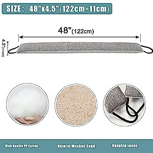 Estimber Under Door Draft Stopper 48 inch Wind Stopper for Door & Window, Weighted French Air Draft Stopper Front Door Snake Noise Blocker for Bottom of Door with Hanging Loops - Grey