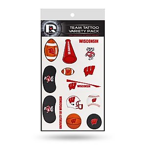 Rico Industries NCAA Wisconsin Badgers Die Cut Tattoo Variety Pack