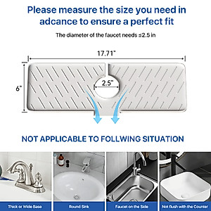 Silicone Faucet Splash Guard, Sink Protectors for Kitchen Sink, 17.71” x 5.9”, Sink Splash Guard Behind the Faucet, Keep Kitchen and Bathroom Sinks Dry,White