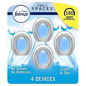 Febreze Small Spaces Air Freshener, Plug in Alternative for Home, Linen & Sky, Odor Fighter for Strong Odor (4 Count)