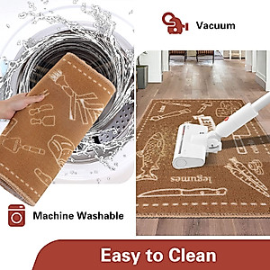 Carvapet Non-Slip Kitchen Mats Set Rubber Backing Doormat Runner Rug Set, Cozinha Design (Navy Blue 15"x47"+15"x23"+15"x23")