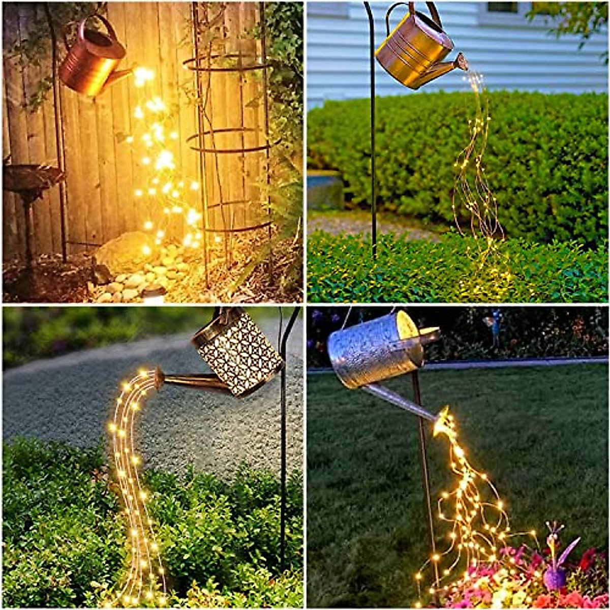 220LED Upgrade Solar Fairy Lights Outdoor Waterproof,11 Strand Solar Firefly Bunch Lights with 8 Flashing Modes Solar Waterfall Lights, Solar Watering Can Lights Garden Tent String Light (Warm White)