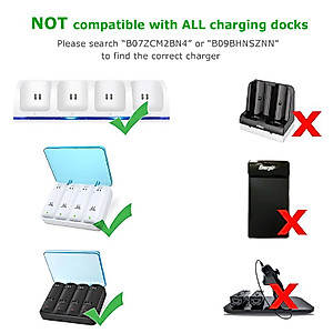 4-Pack Rechargeable Battery packs for Wii and Wii U Remote Controller,High-Capacity Ni-MH Battery(2800mAh) Replacement for Nintendo Wii Remote Charging Station(Charger not included)