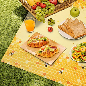 2 Pcs Bee Tablecloth Bumblebee Plastic Table Covers 87 x 51 Inches Disposable Party Tablecovers for Bumblebee Theme Baby Shower Birthday Party Decoration