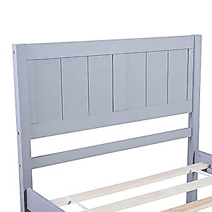 Tidyard Wood Platform Bed Twin Size Platform Bed with Headboard Mattress Foundation Easy Assembly, No Box Spring Needed for Dorm, Bedroom, Guest Room