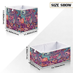 Burbuja Paisley Storage Cubes Fabric Storage Bins Foldable Closet Organizer Basket with Handle, 11x11x11 Cube